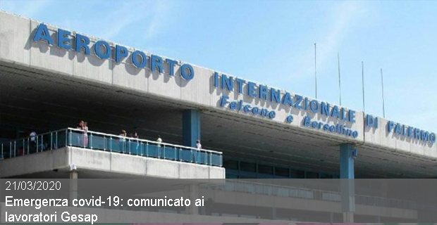 21/03/2020 - Comunicato ai lavoratori GESAP - Fit Cisl Sicilia